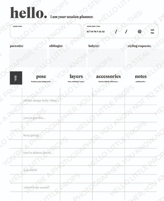 Session Planner PDF - Freebie!